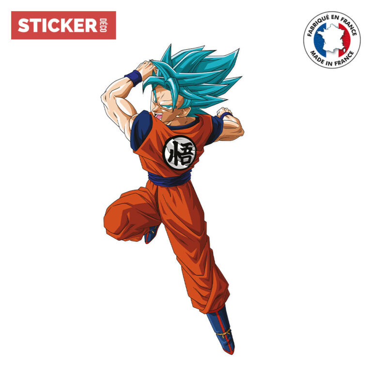 Sticker Mural Goku SSJ Blue | Adhésif Dragon Ball | Stickerdeco.fr