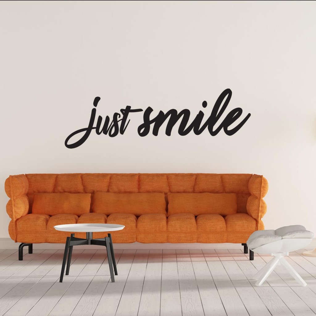 Sticker Just Smile - Autocollants Adhésifs Citation | Stickerdeco.fr