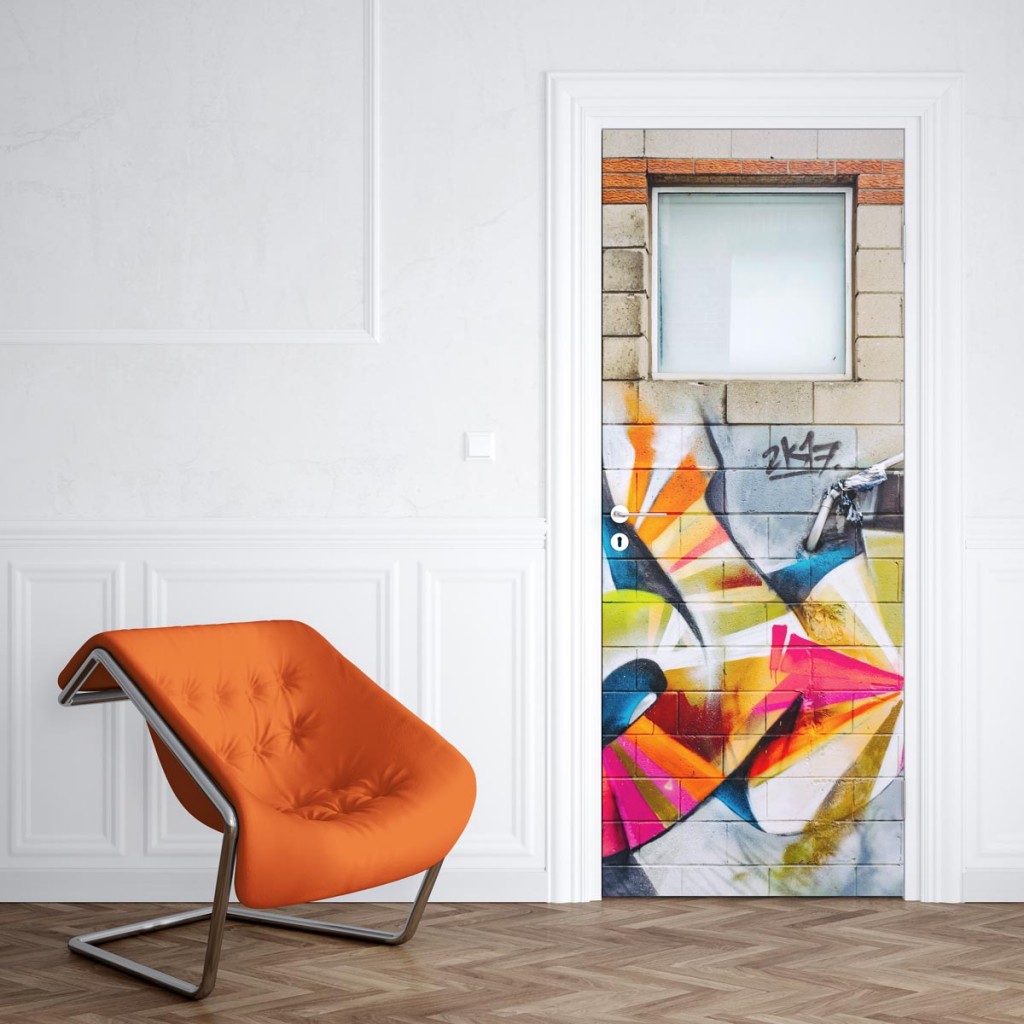 Sticker Porte Brique Graffiti | Stickers Portes | Stickerdeco.fr