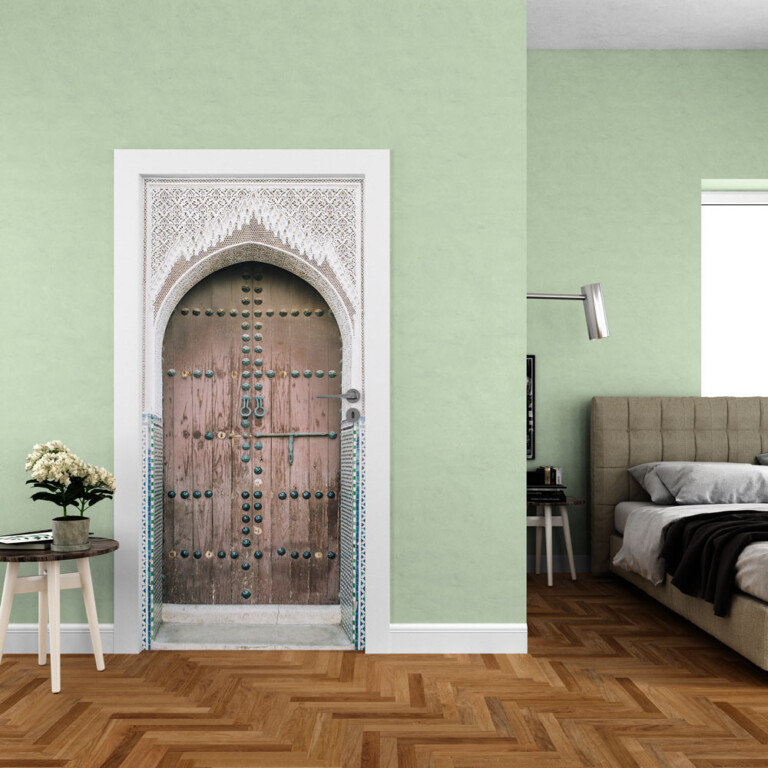 Sticker Porte Orientale Bois | Stickers Portes | StickerDeco.fr