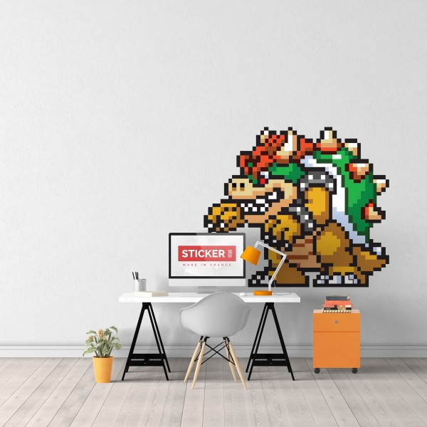 Sticker pixel Art Bowser | Stickers Mario | Stickerdeco.fr