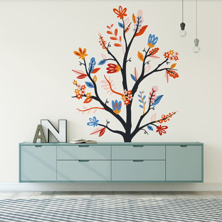 Sticker Branche Fleurie Marine | Stickers Fleur Nature | Stickerdeco
