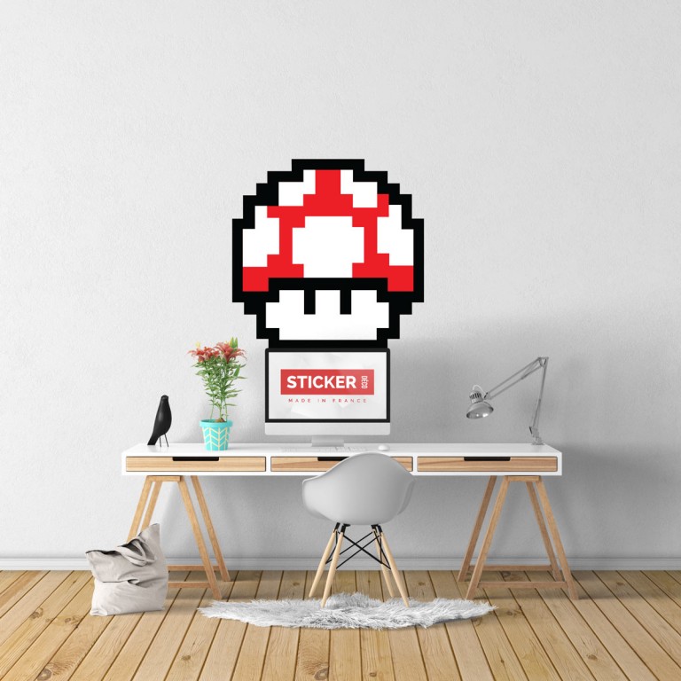 Sticker Mario Pixel Art | Autocollants Mario Bros | Stickerdeco.fr