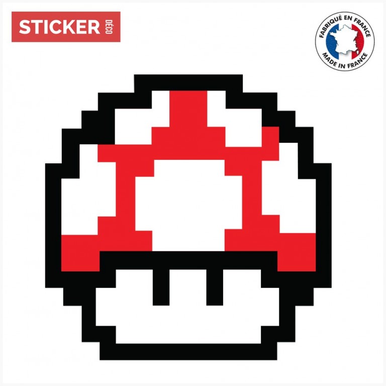 Sticker Mario Pixel Art | Autocollants Mario Bros | Stickerdeco.fr
