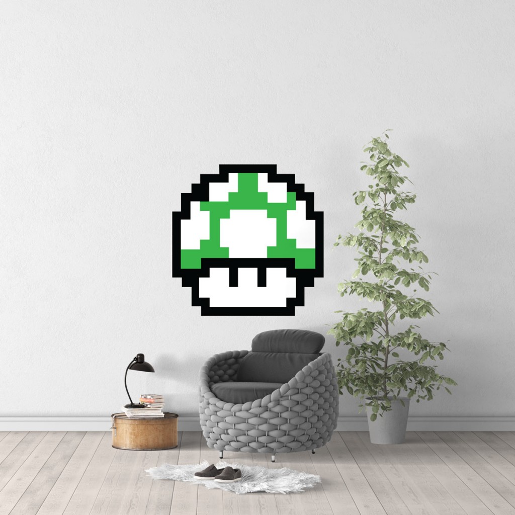 Sticker Pixel Art Champignon Vert | Stickers Mario | Stickerdeco.fr