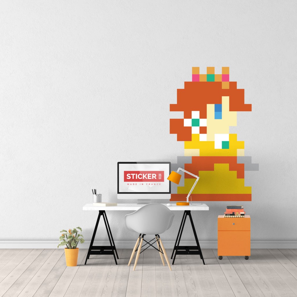 Sticker Pixel Art Yoshi - Stickers Mario | Stickerdeco.fr