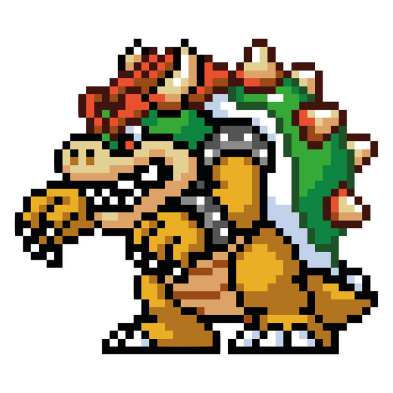 Sticker pixel Art Bowser | Stickers Mario | Stickerdeco.fr