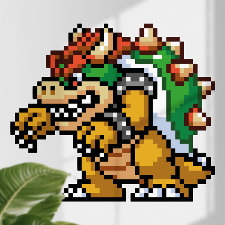 Sticker pixel Art Bowser | Stickers Mario | Stickerdeco.fr