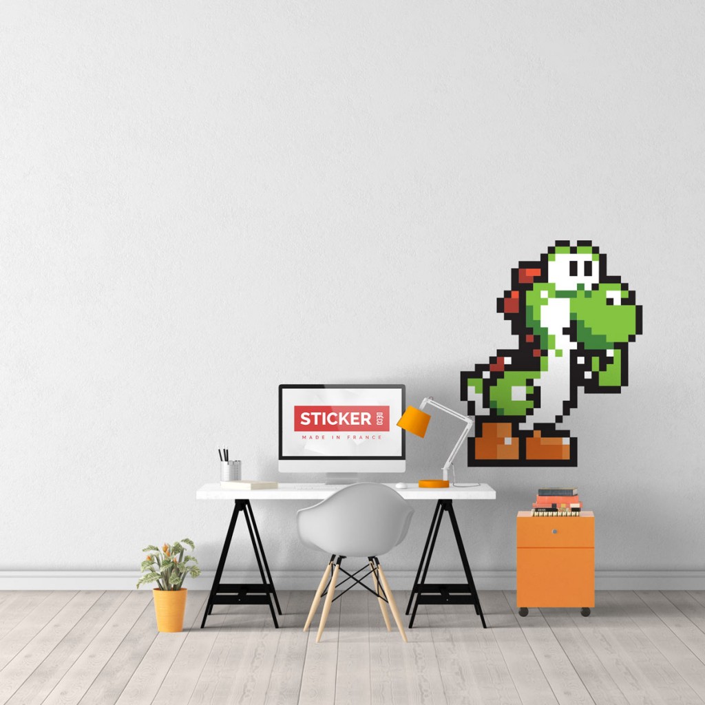 Sticker Pixel Art Yoshi - Stickers Mario | Stickerdeco.fr
