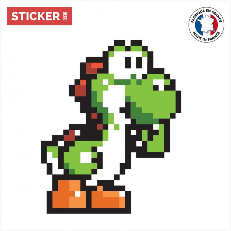 Sticker Pixel Art Yoshi - Stickers Mario | Stickerdeco.fr