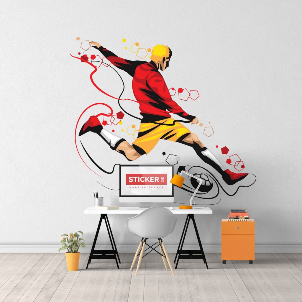Sticker Footballeur Shoot - Stickers Sports | Stickerdeco.fr