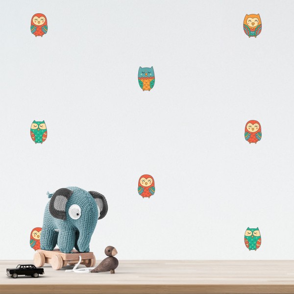 Sticker Hiboux Colorés | Autocollants Animaux | Stickerdeco.fr
