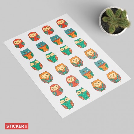 Sticker Hiboux Colorés | Stickers Autocollants Animaux | Stickerdeco.fr