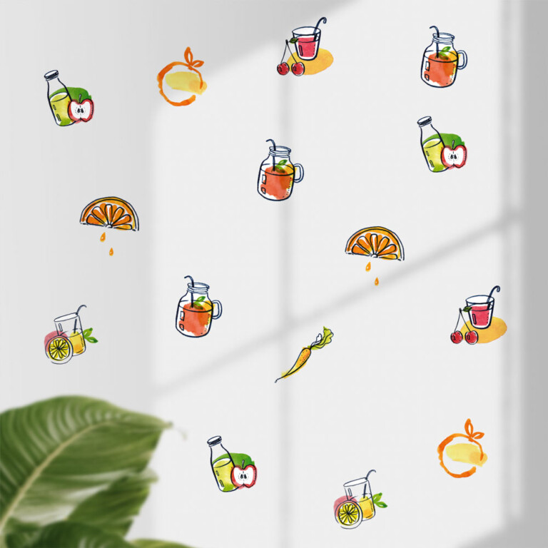 Sticker Jus De Fruits | Jus Autocollants Fruits | Stickerdeco.fr