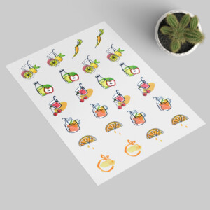 Sticker Jus De Fruits | Jus Autocollants Fruits | Stickerdeco.fr