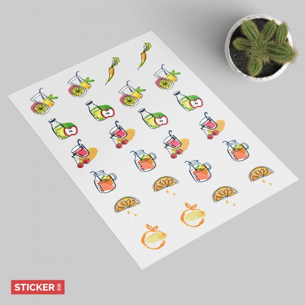 Sticker Jus De Fruits | Jus Autocollants Fruits | Stickerdeco.fr
