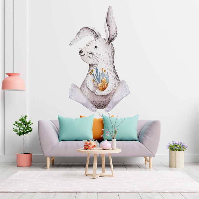 Sticker Lapin Blanc - Stickers Animaux - Autocollant | Stickerdeco.fr
