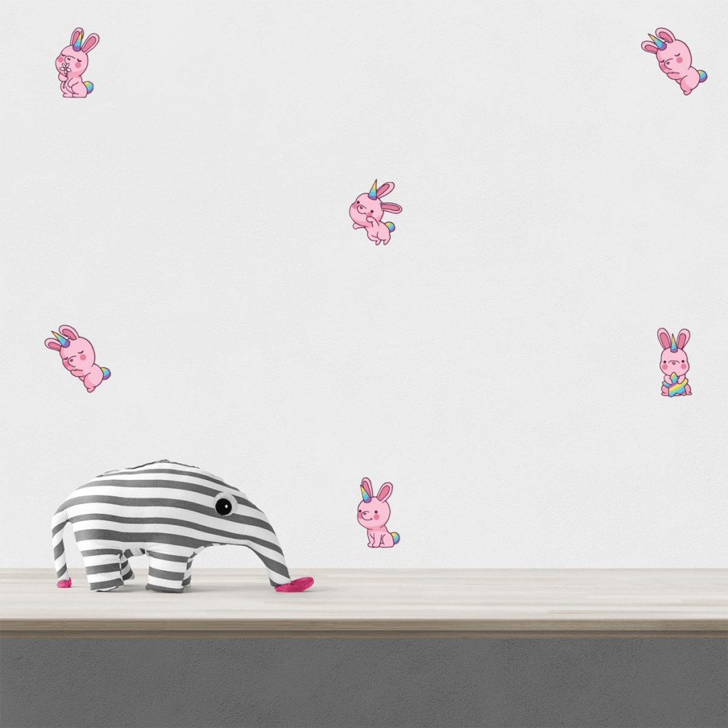 Sticker lapin Rose | Stickers Animaux | Autocollants | Stickerdeco.fr
