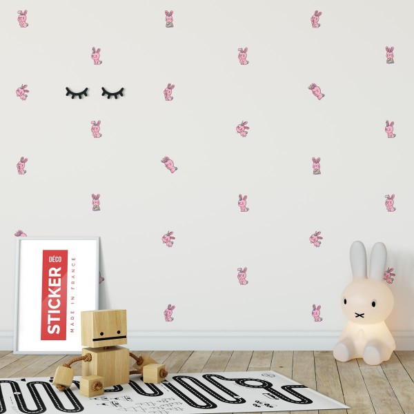 Sticker lapin Rose | Stickers Animaux | Autocollants | Stickerdeco.fr