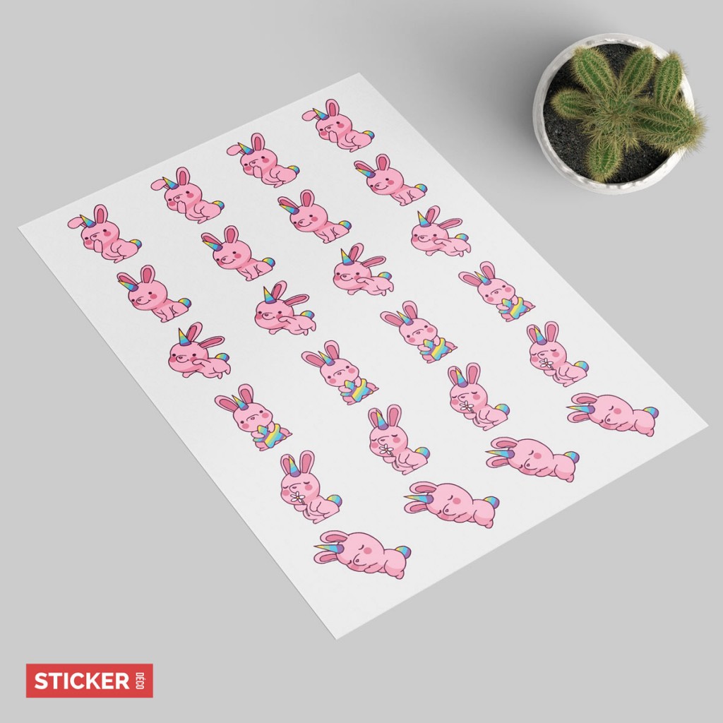 Sticker lapin Rose | Stickers Animaux | Autocollants | Stickerdeco.fr