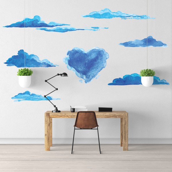 Sticker Nuage Aquarelle - Stickers Nuages | Stickerdeco.fr