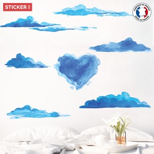 Sticker Nuage Aquarelle - Stickers Nuages | Stickerdeco.fr
