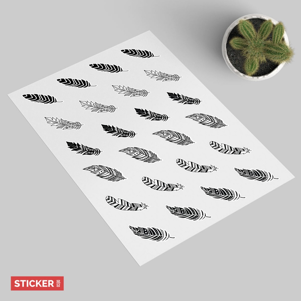 Stickers Plumes Monochromes | Autocollants | Stickerdeco.fr