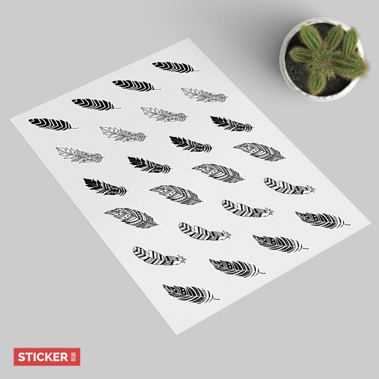 Stickers Plumes Monochromes | Autocollants | Stickerdeco.fr
