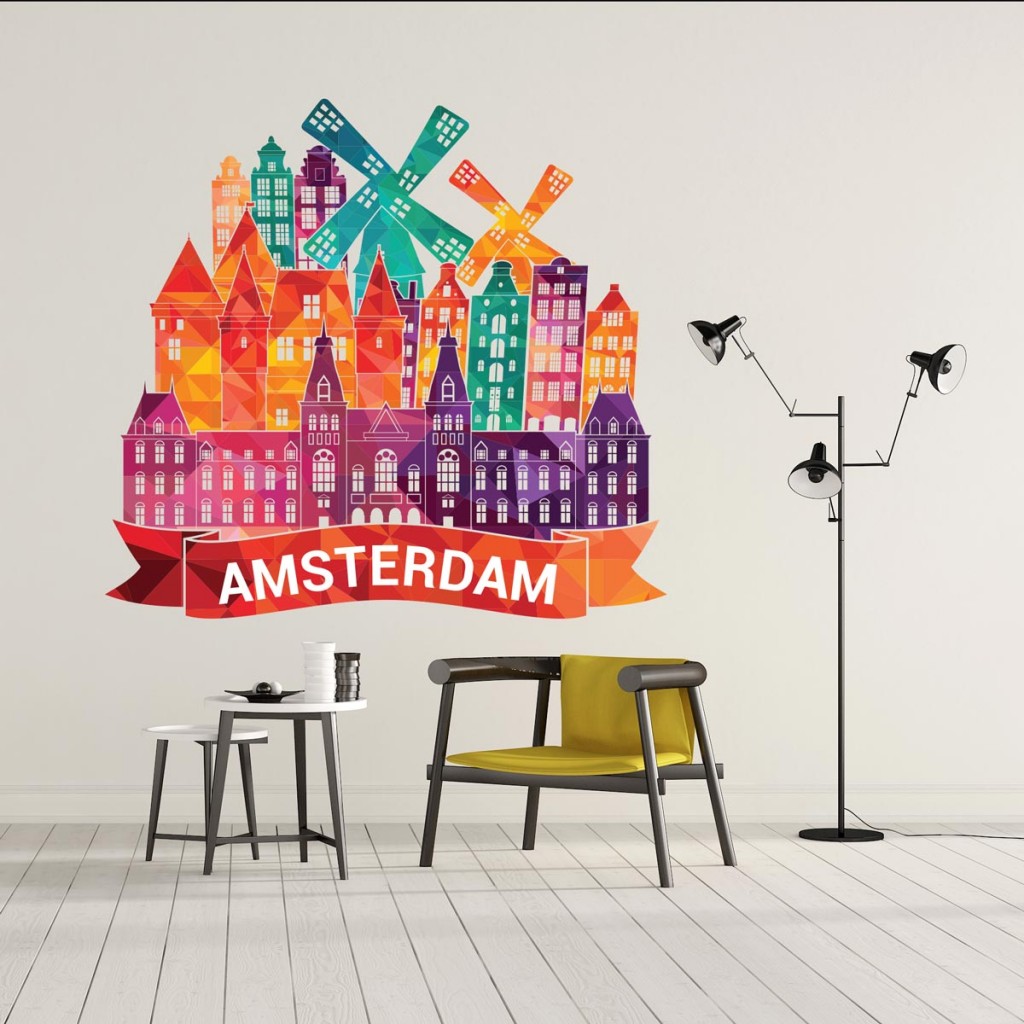 Sticker Amsterdam Coloré - Stickers Amsterdam | Stickerdeco.fr