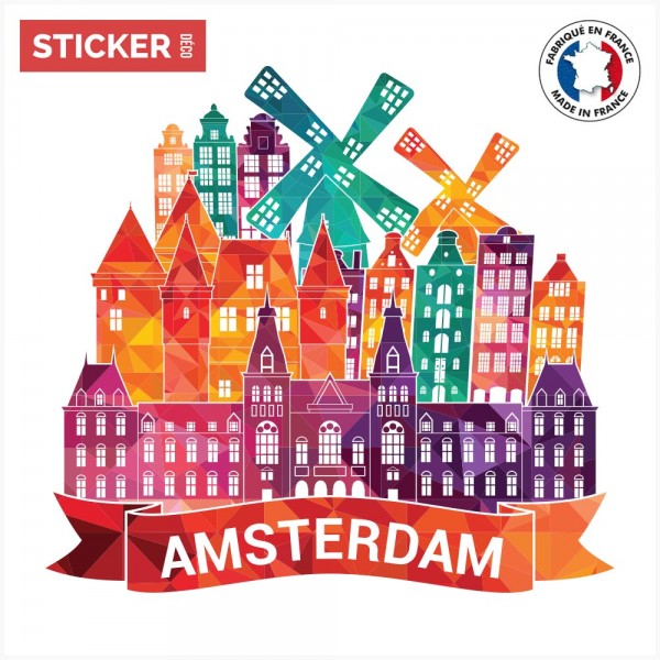 Sticker Amsterdam Coloré - Stickers Amsterdam | Stickerdeco.fr