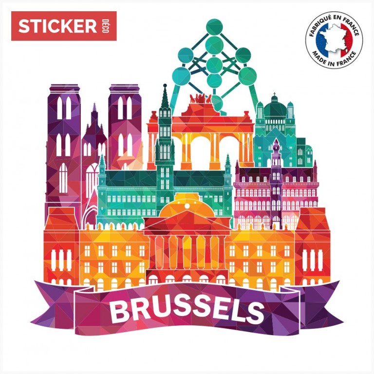 Sticker Bruxelles Coloré - Stickers Bruxelles | Stickerdeco.fr
