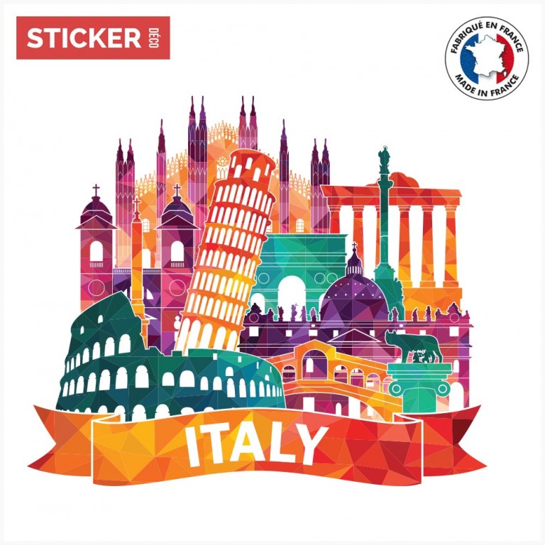 Sticker Italie Coloré - Stickers Italie - Autocollants | Stickerdeco.fr