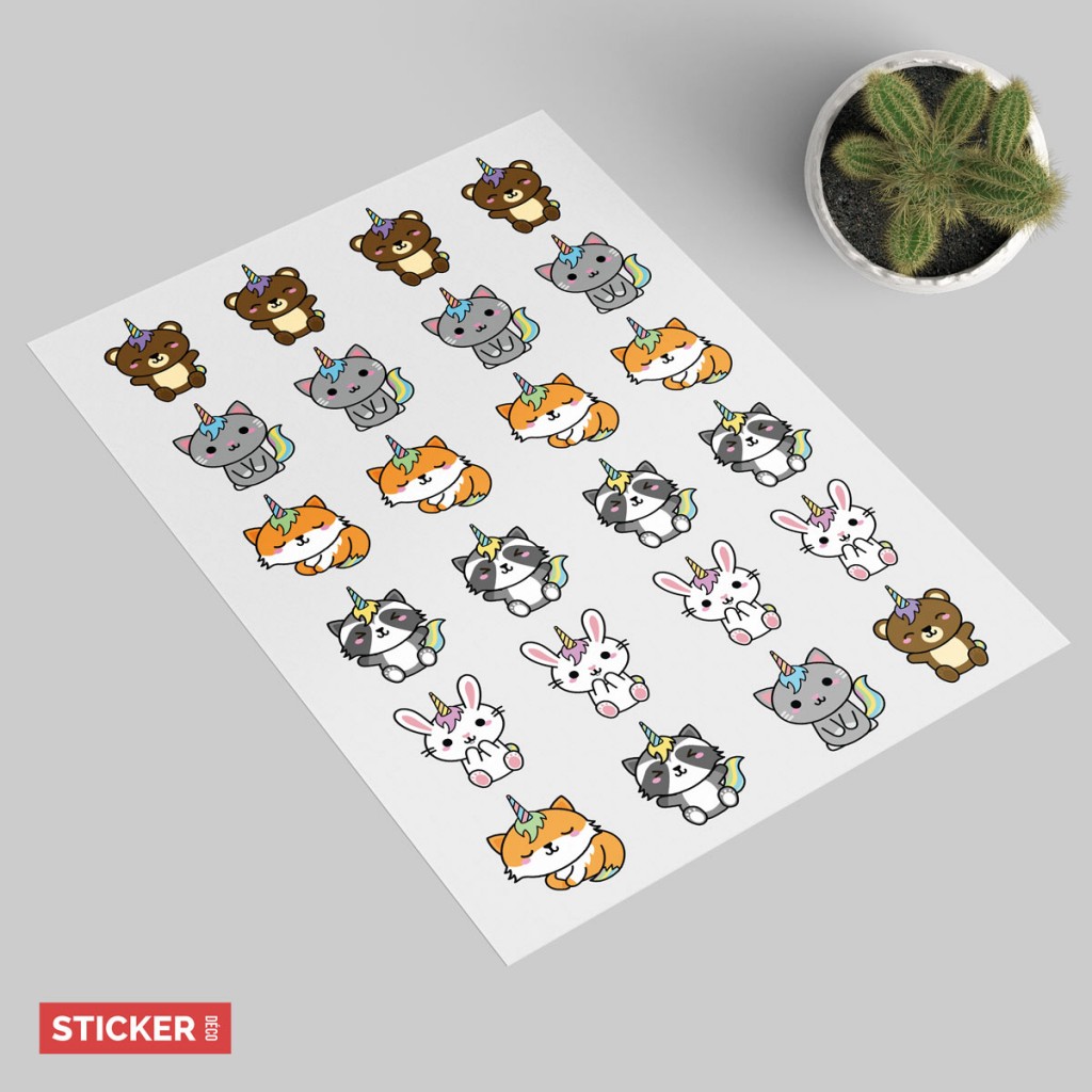 Sticker Kawaii Unicorn Animaux - Stickers Animaux | Stickerdeco.fr