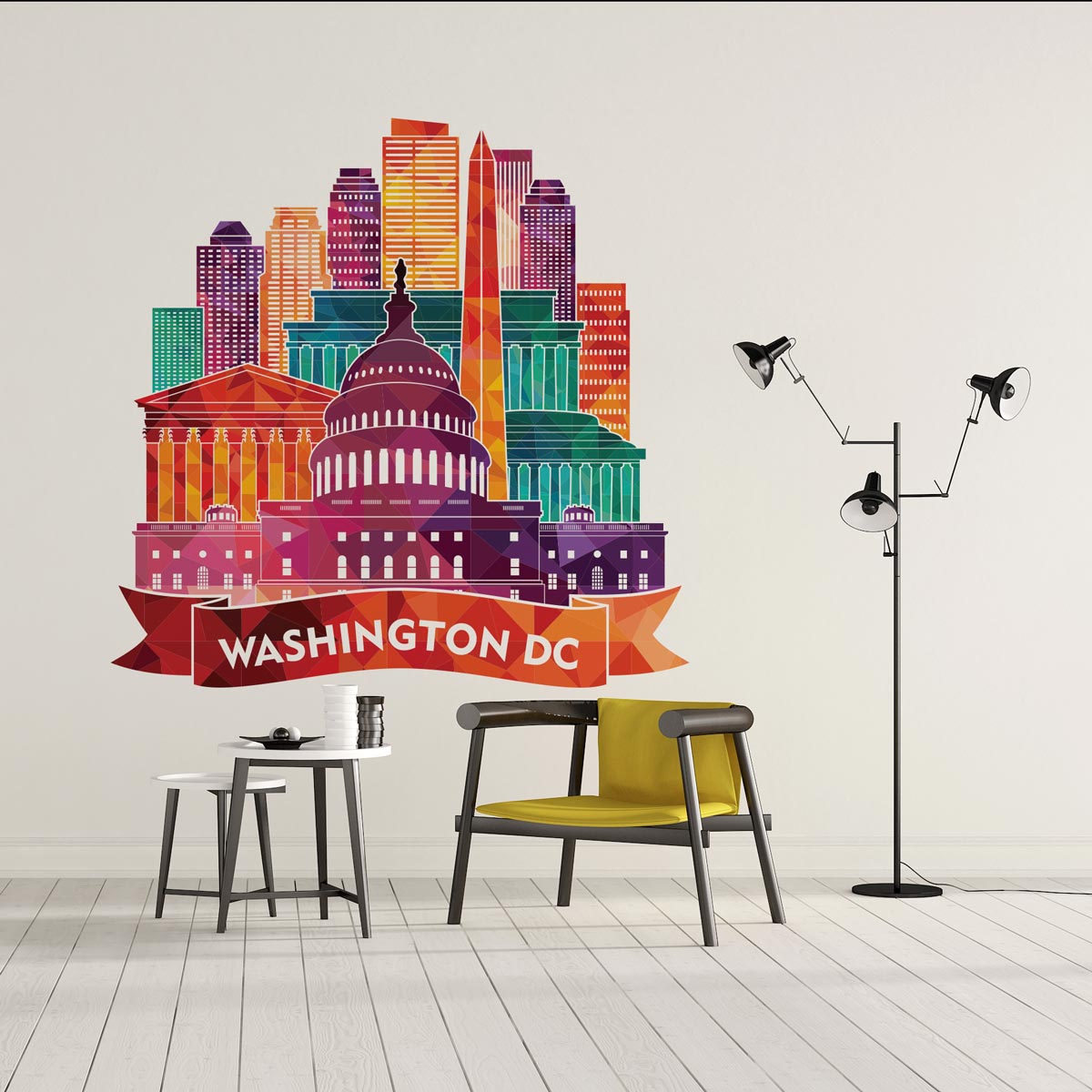 Sticker Washington Coloré - Stickers Washington | Stickerdeco.fr