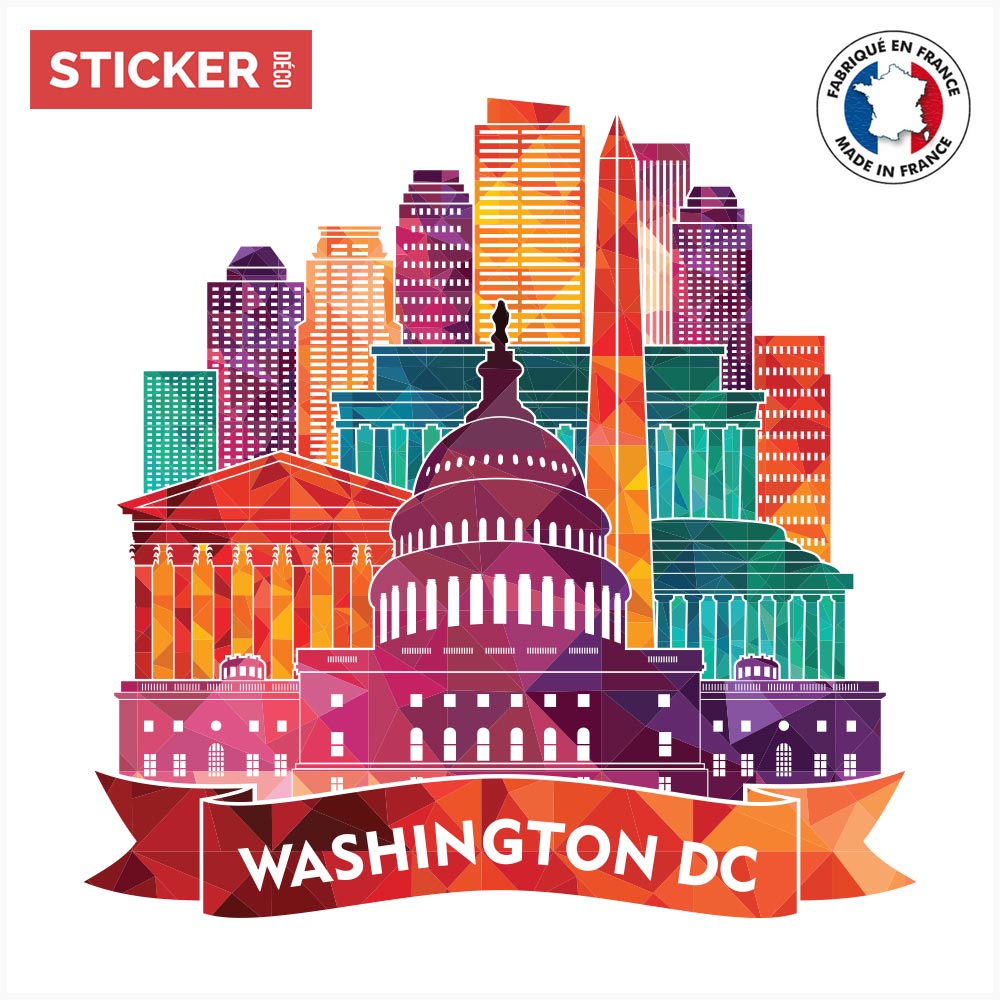 Sticker Washington Coloré - Stickers Washington | Stickerdeco.fr