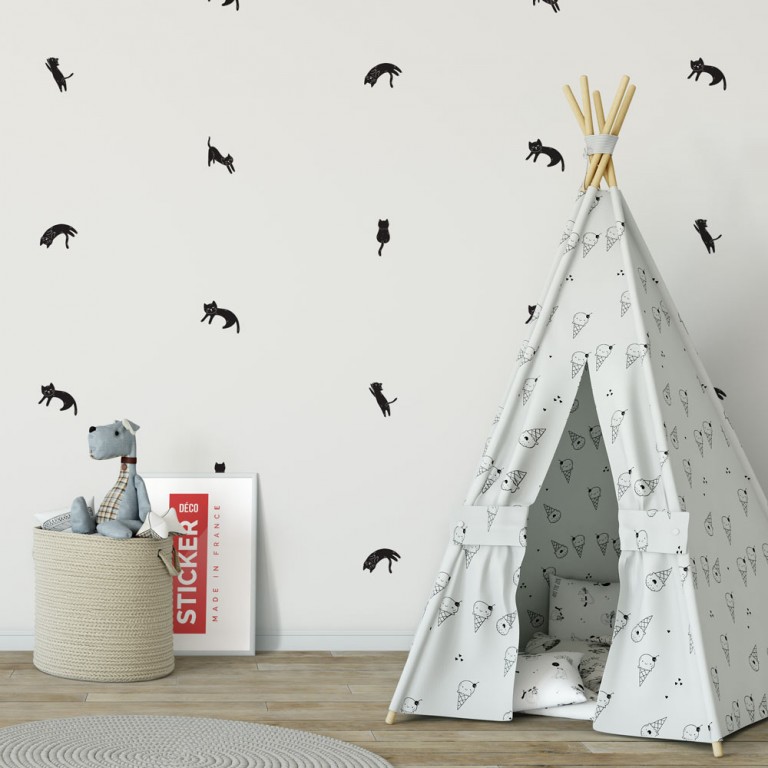 Sticker Adorable Chat Noir - Stickers Animaux | Stickerdeco.fr