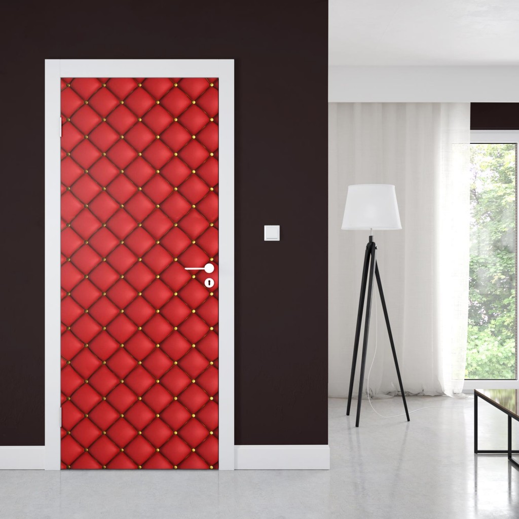 Sticker Porte Capiton Rouge | Stickers Portes | StickerDeco.fr