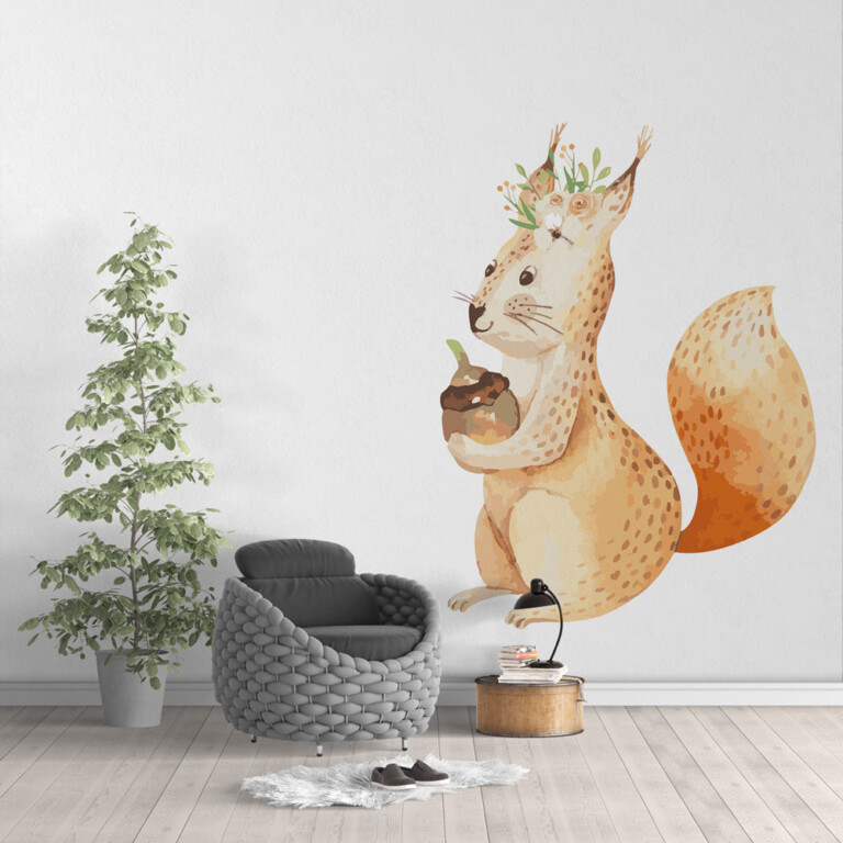 Sticker Ecureuil Orange | Stickers Animaux | Stickerdeco.fr