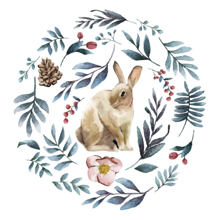 Sticker Lapin Laurier - Stickers Animaux | Stickerdeco.fr