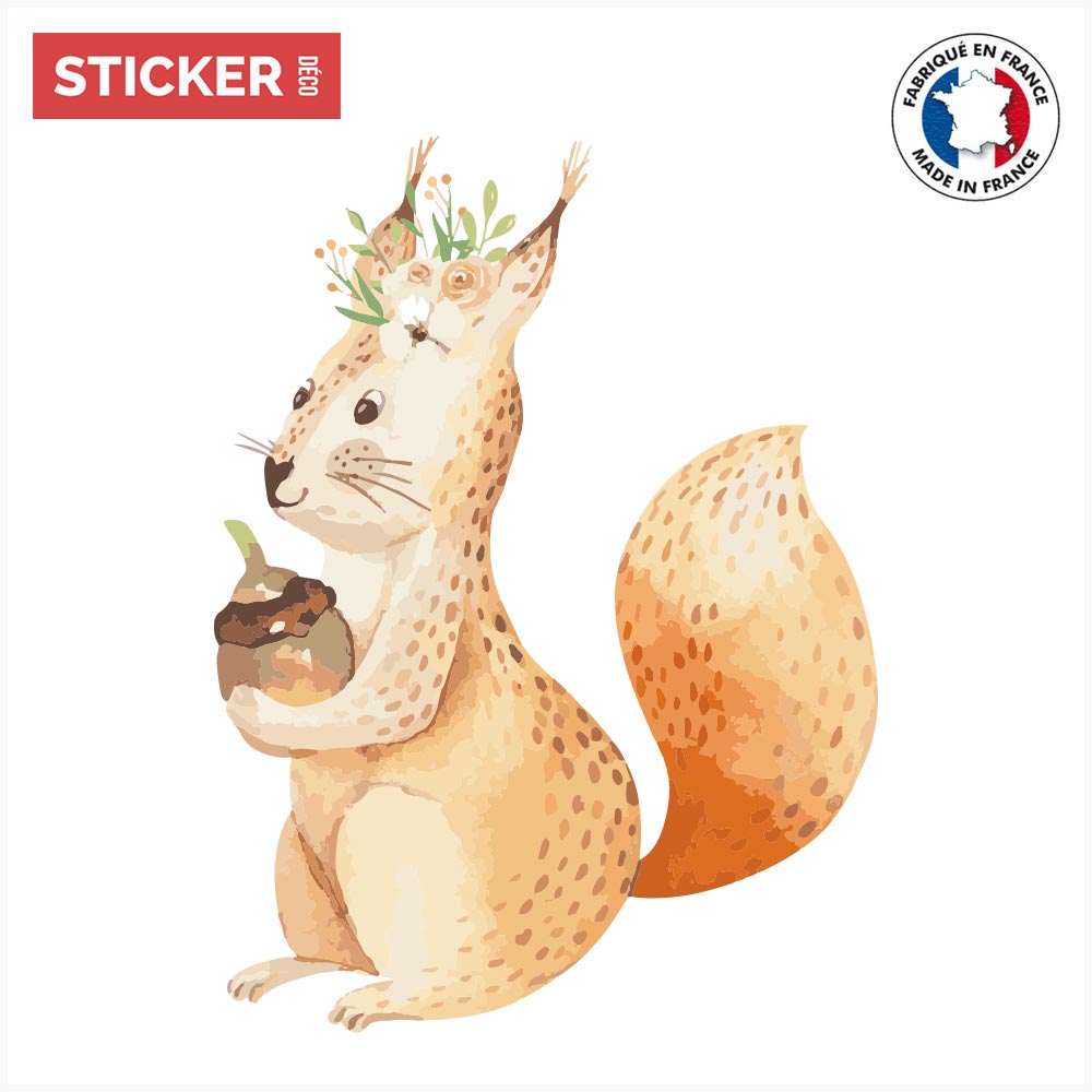Sticker Ecureuil Orange | Stickers Animaux | Stickerdeco.fr