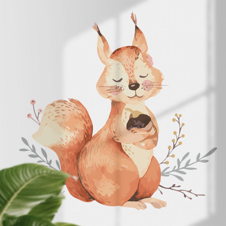 Sticker Ecureuil Aquarelle | Stickers Animaux | Stickerdeco.fr
