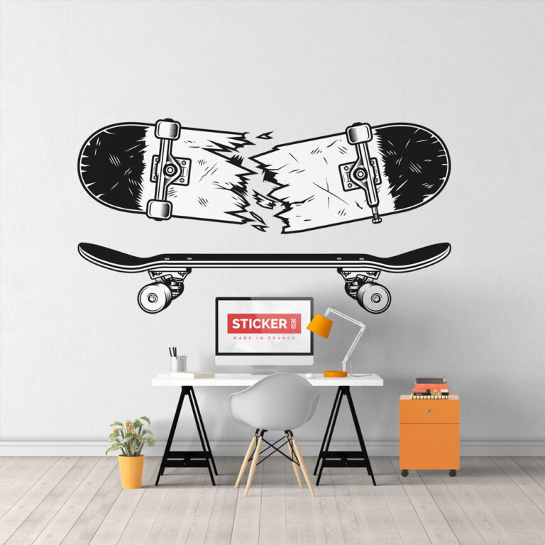 Sticker Skate Cassé | Stickers Autocollants Sport | StickerDeco.fr