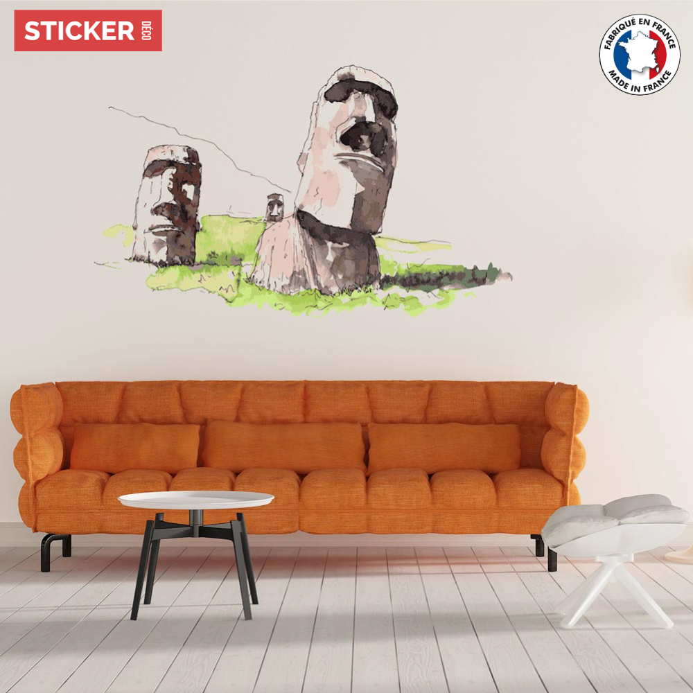 Sticker Statues Moaï - Monuments Historiques - Stickerdeco.fr