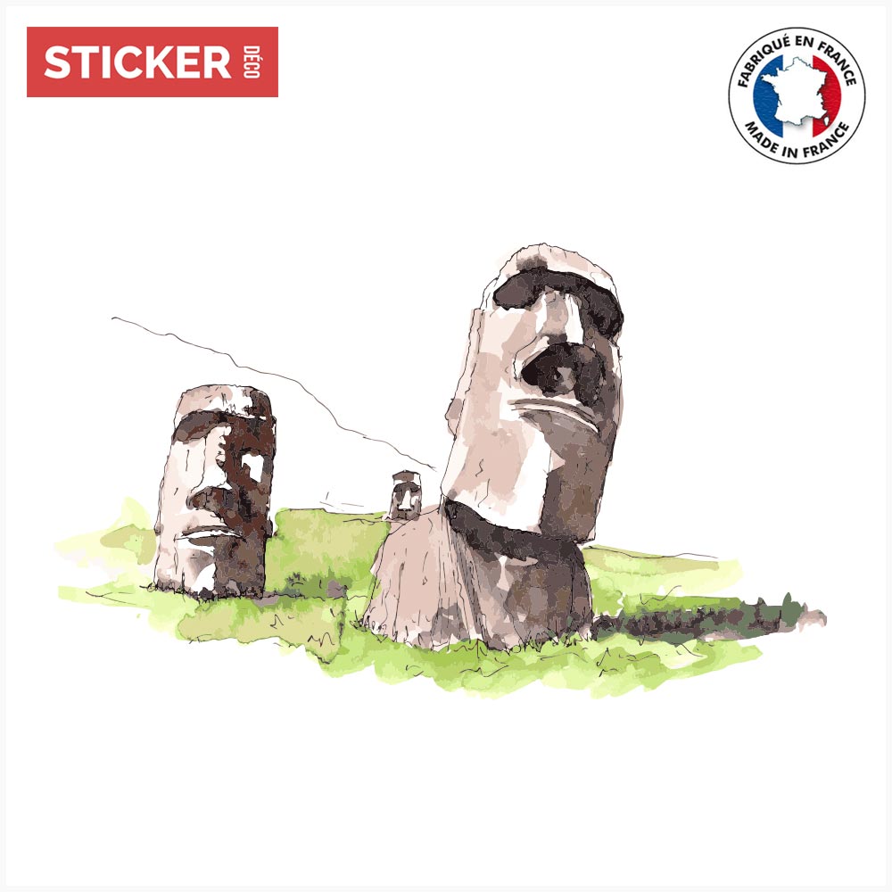 Sticker Statues Moaï - Monuments Historiques - Stickerdeco.fr