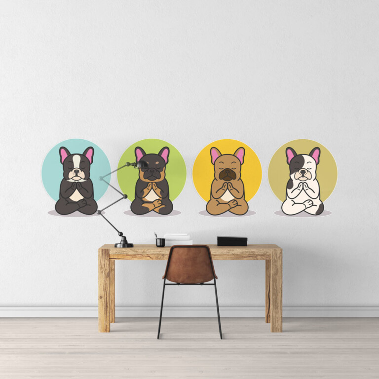 Sticker Chiens Zen | Stickers Décalés | Sticker Yoga | Stickerdeco.fr