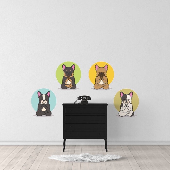 Sticker Chiens Zen | Stickers Décalés | Sticker Yoga | Stickerdeco.fr
