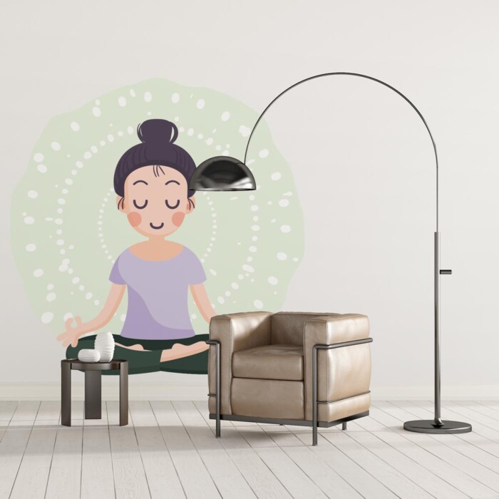 Sticker meditation cartoon | Stickers Zen | Stickerdeco.fr