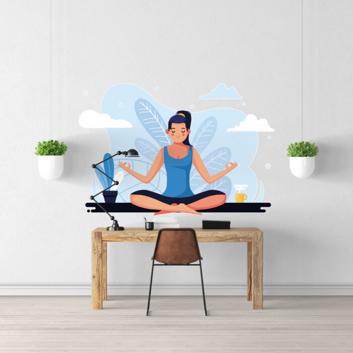 Sticker meditation flat | Stickers Zen | Stickerdeco.fr