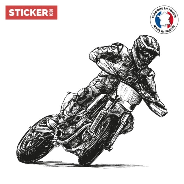 Sticker Motard Dessin Au Trait | Stickers Motos | StickerDeco.fr