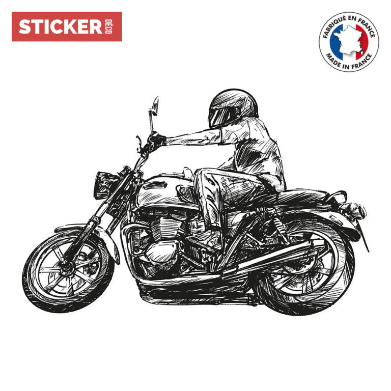 Sticker Motard Dessin Au Trait | Stickers Motos | StickerDeco.fr